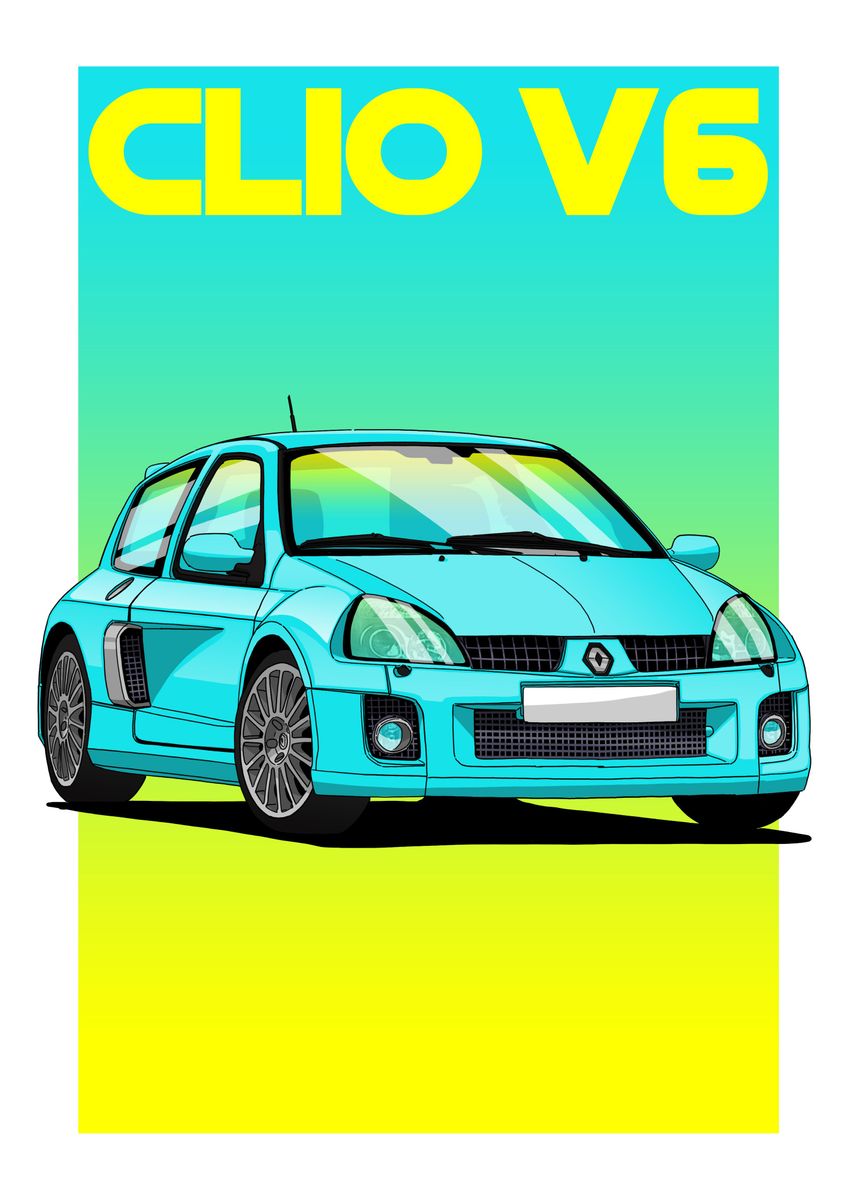 'Renault Clio V6' Poster, picture, metal print, paint by ND Fat | Displate