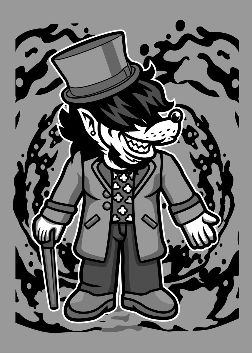 'willy the wolf cartoon' Poster, picture, metal print, paint by ...