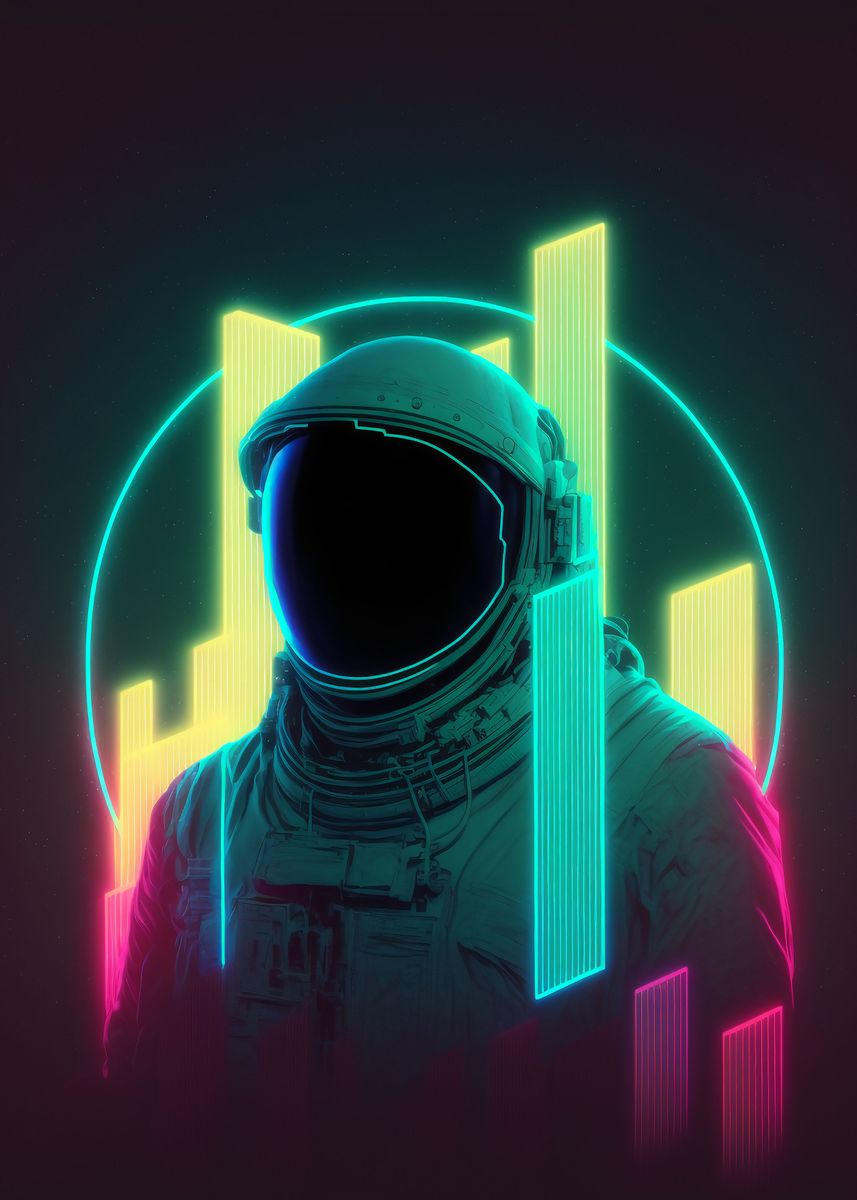 'Synthwave Astronaut' Poster, picture, metal print, paint by Bertil ...