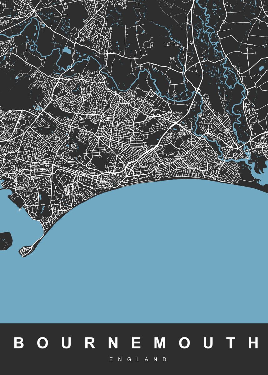 'BOURNEMOUTH ENGLAND UK' Poster by UrbanMaps | Displate