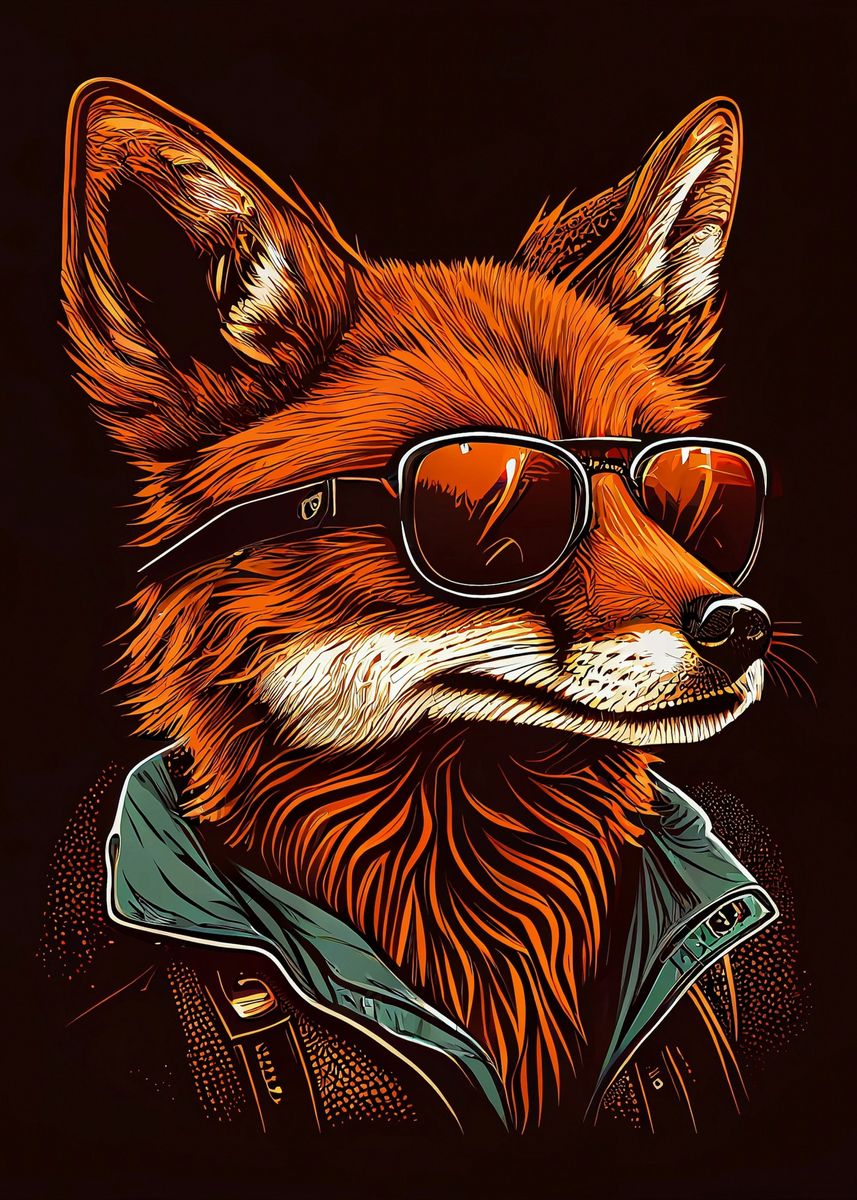 'The Vintage Style Fox' Poster, picture, metal print, paint by Muntwalt ...