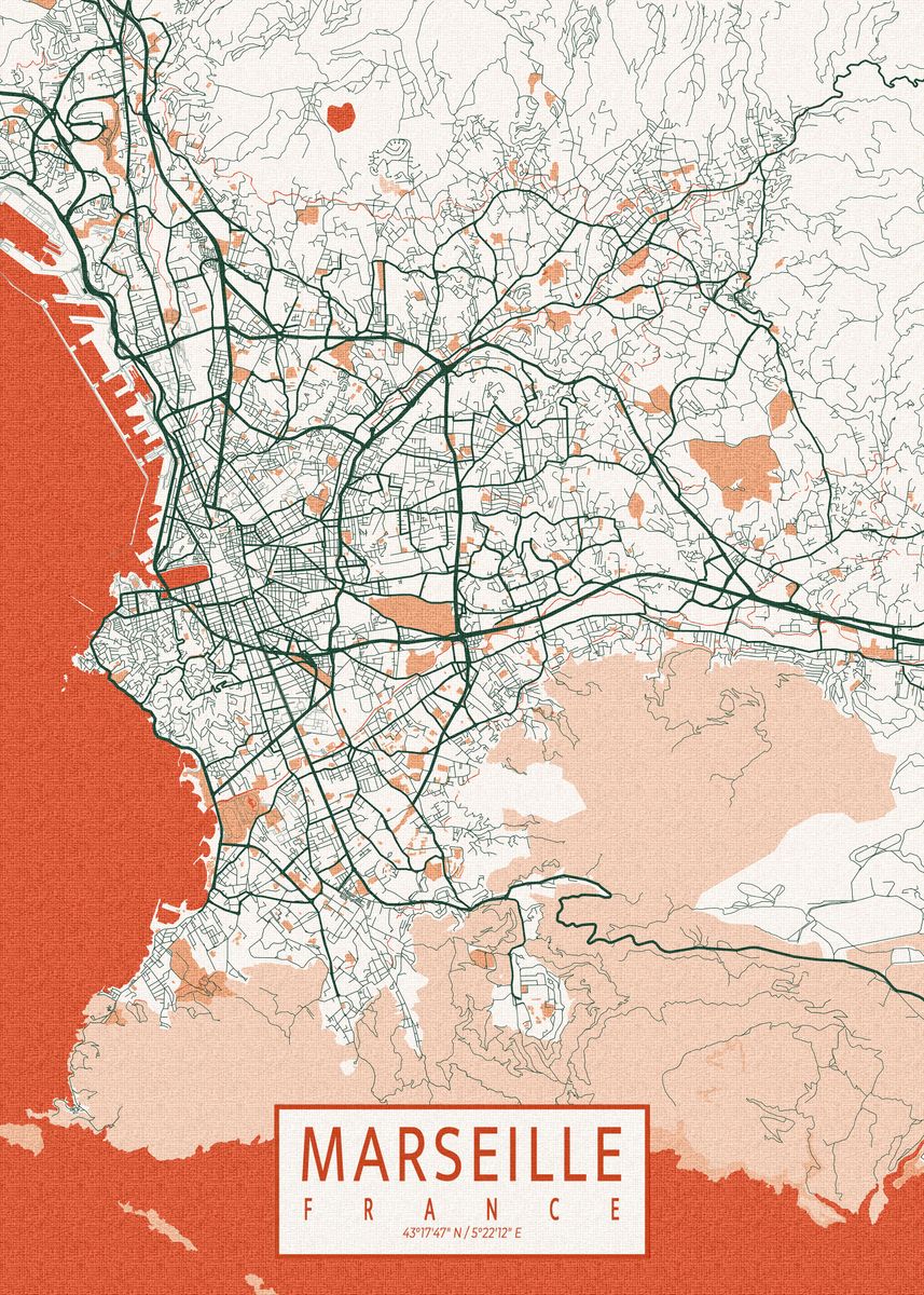 'Marseille Map Bohemian' Poster, picture, metal print, paint by deMAP ...