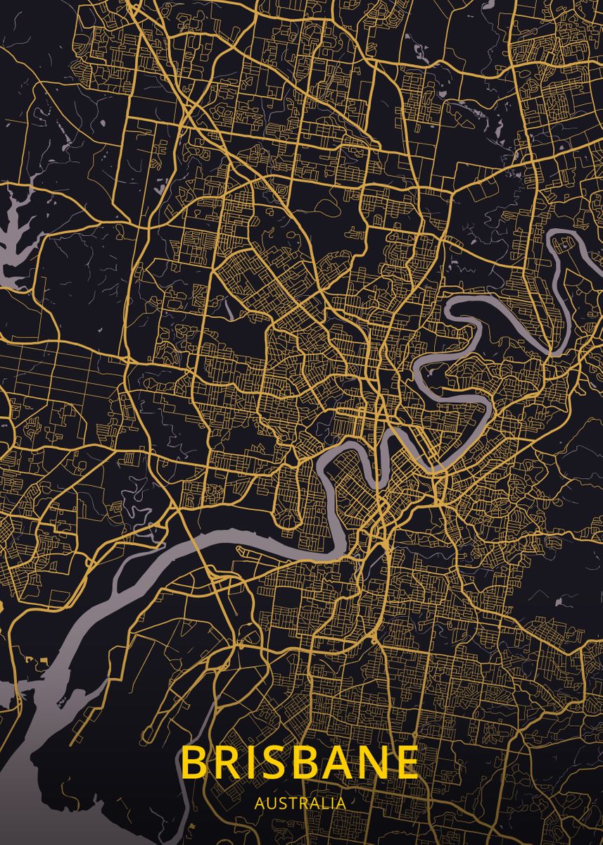 'BRISBANE' Poster, picture, metal print, paint by CRAFTSSSTUDIO | Displate