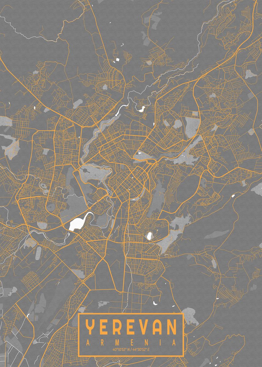 'Yerevan City Map Bauhaus' Poster, picture, metal print, paint by deMAP ...