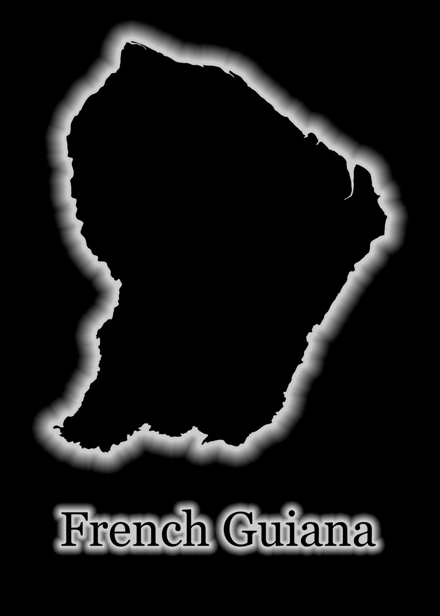 'French Guiana Map glow' Poster, picture, metal print, paint by mystery ...