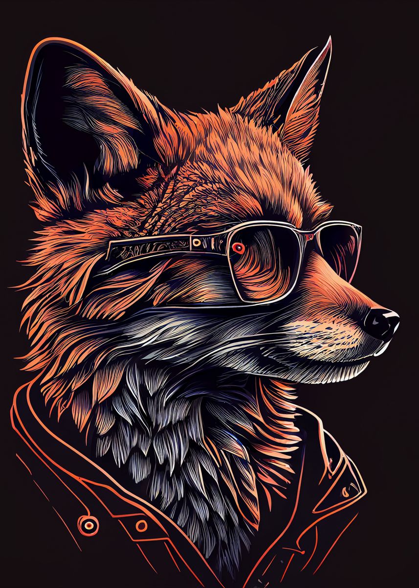 'The Vintage Dark Fox' Poster, picture, metal print, paint by Muntwalt ...