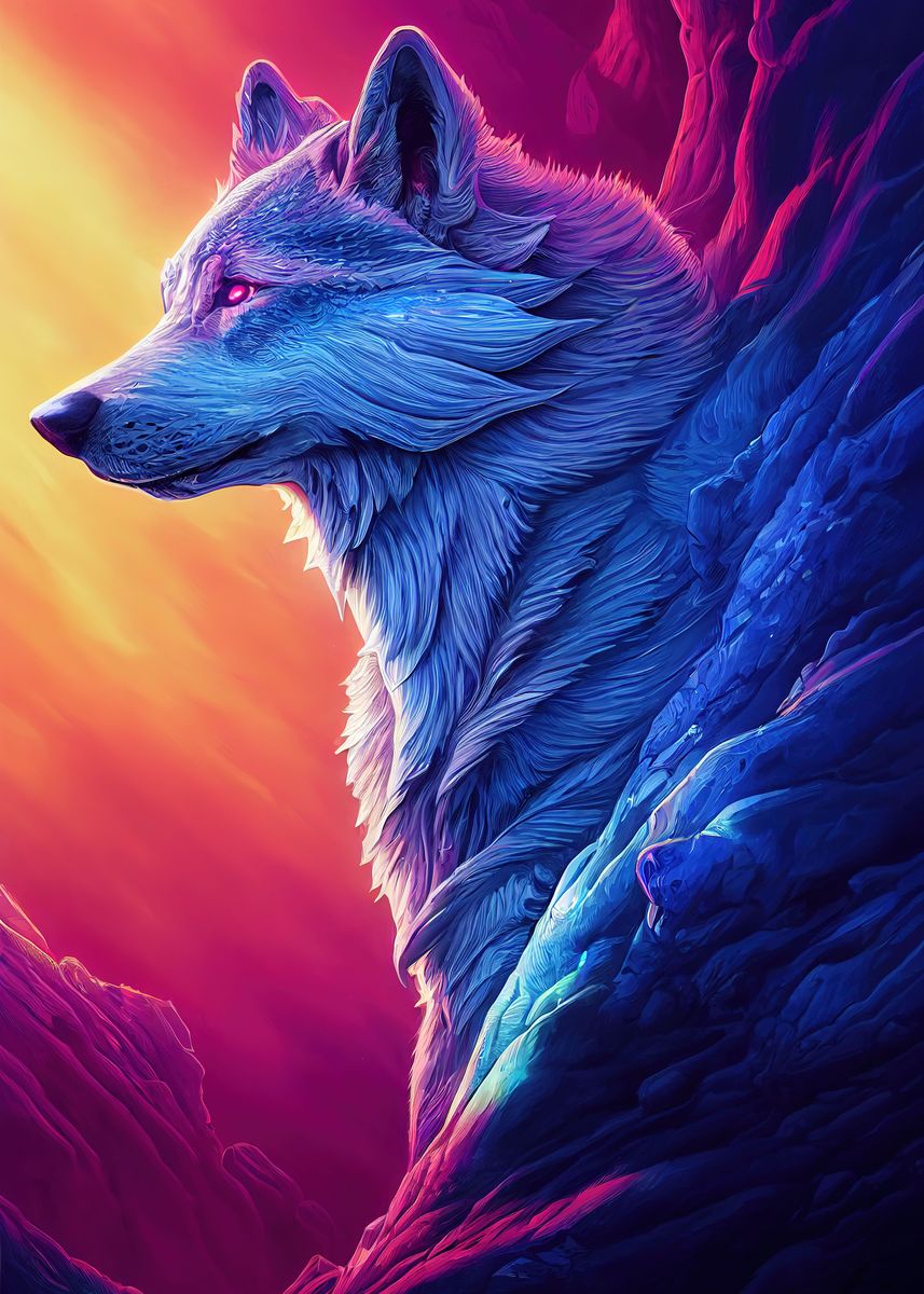 'Celestial wolf' Poster, picture, metal print, paint by Mezma and ...