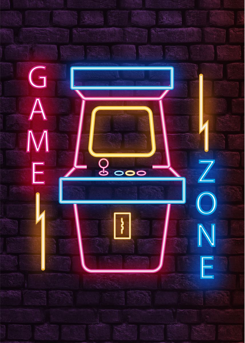 'Neon Art Console Game Zone' Poster by jodotodesign | Displate