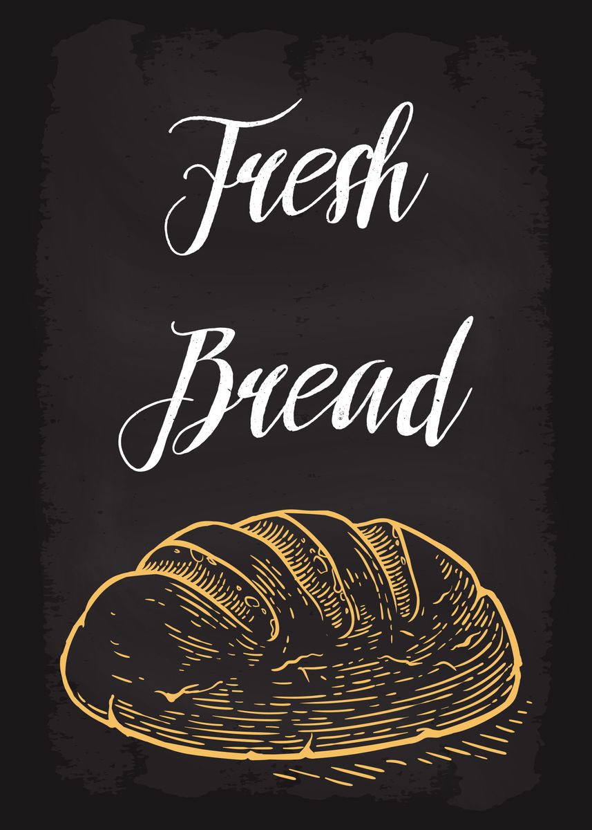 'Fresh Bread Bakery' Poster, picture, metal print, paint by dkDesign | Displate