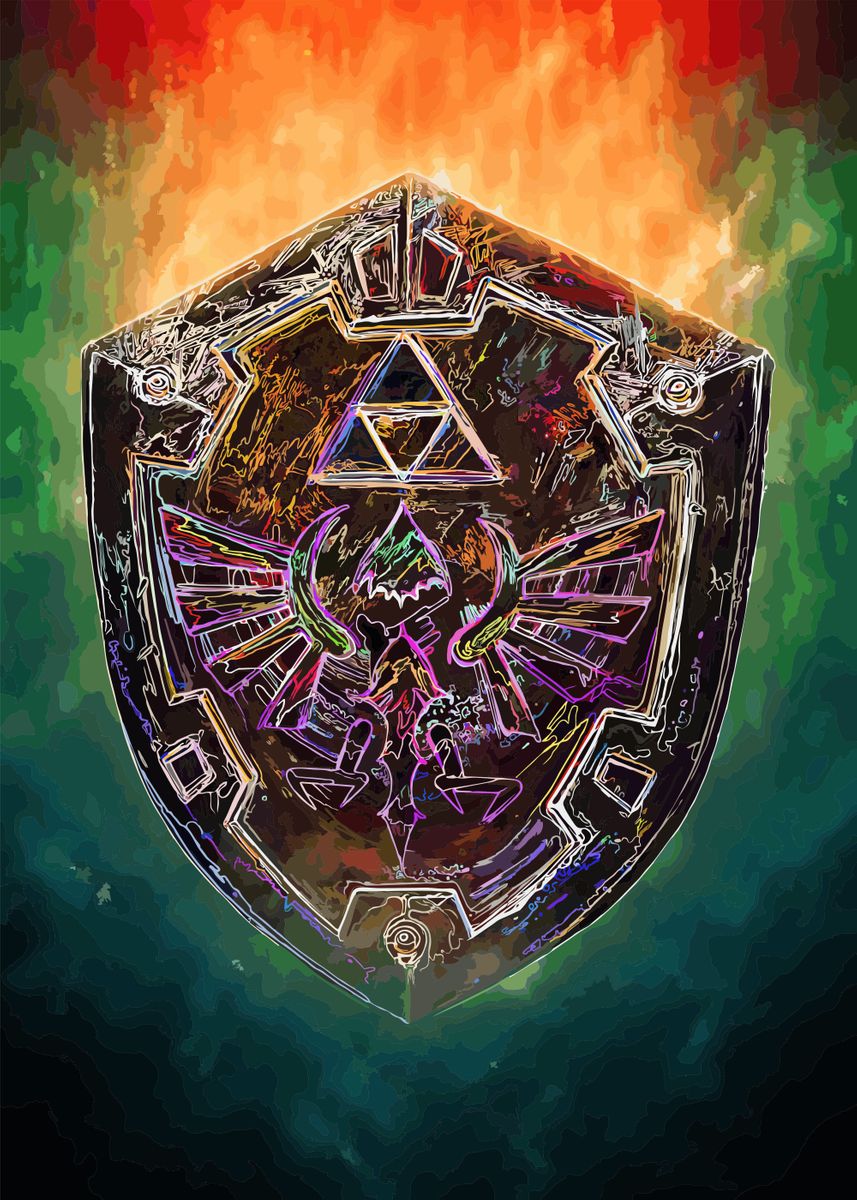 'shield zelda' Poster, picture, metal print, paint by vermilion 50-50 ...