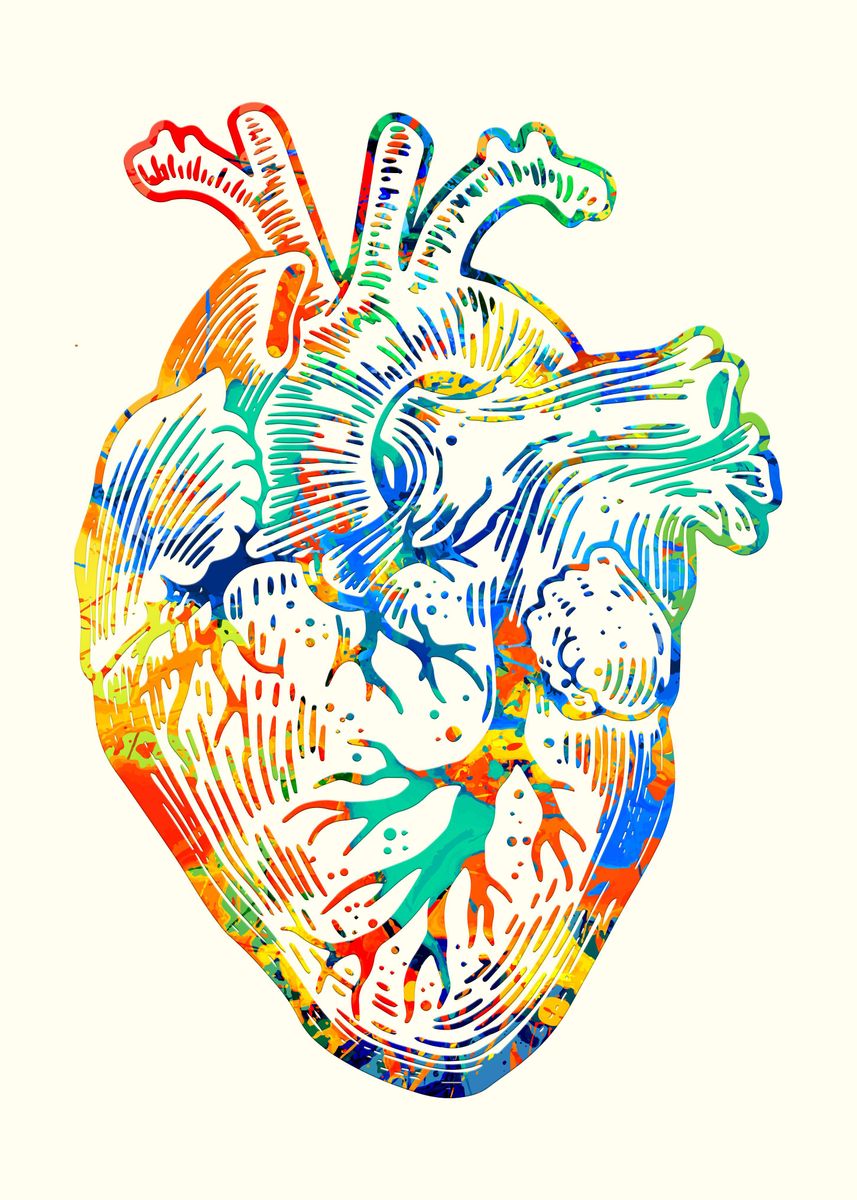 'The Heart' Poster, picture, metal print, paint by Vincent Vorce | Displate