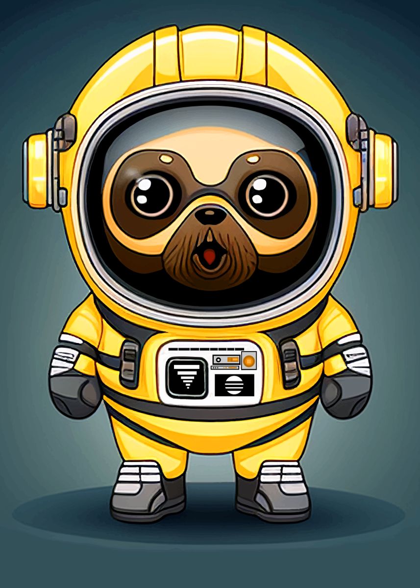 'Pug space dog cute' Poster, picture, metal print, paint by MasterHead ...