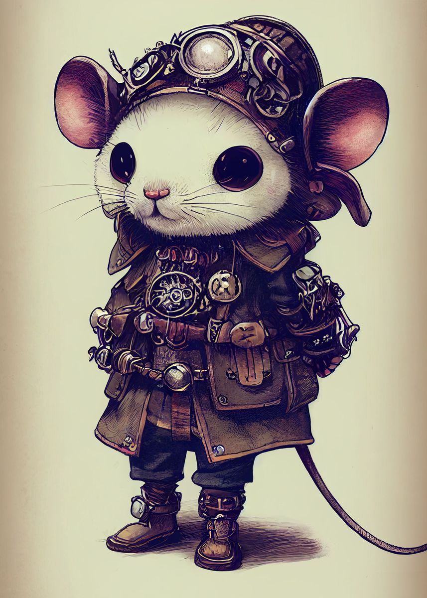 'Cute Chibi Steampunk Mouse' Poster, picture, metal print, paint by ...