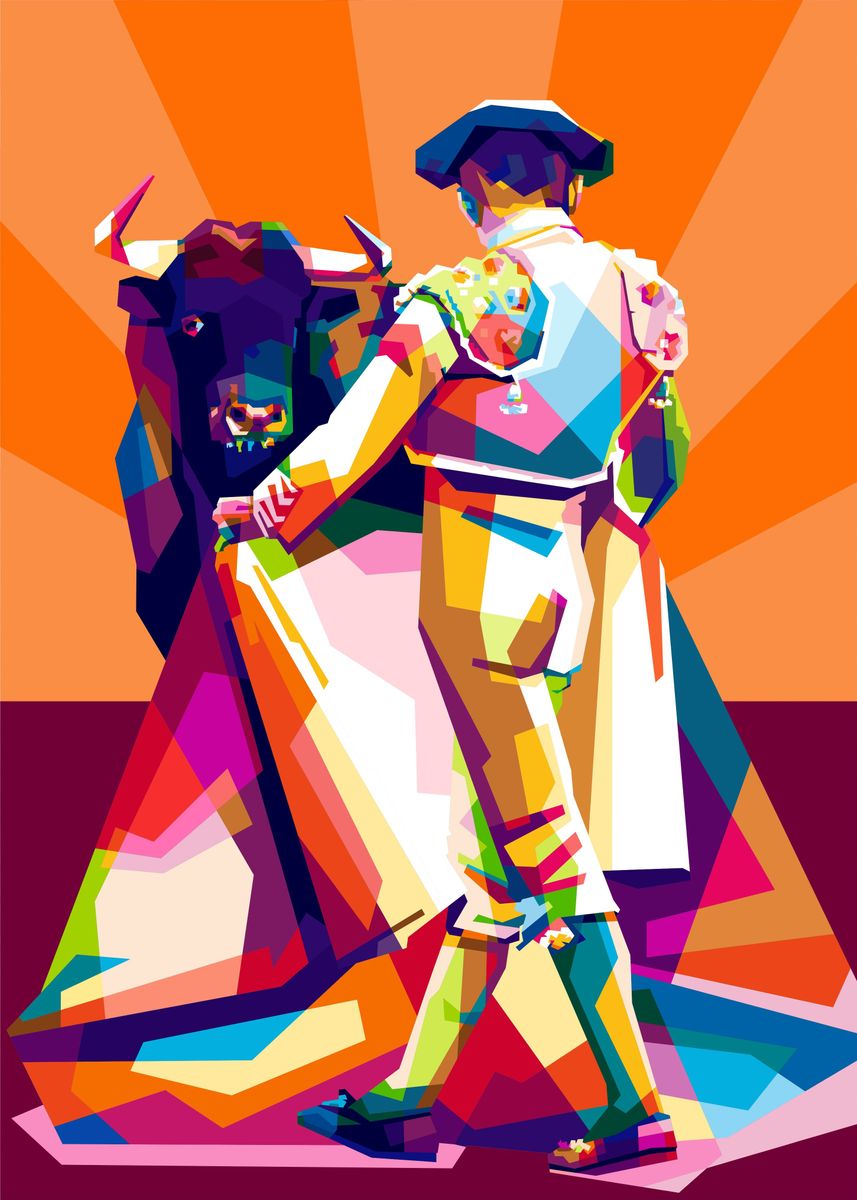 'Bull pop art illustration' Poster, picture, metal print, paint by ...