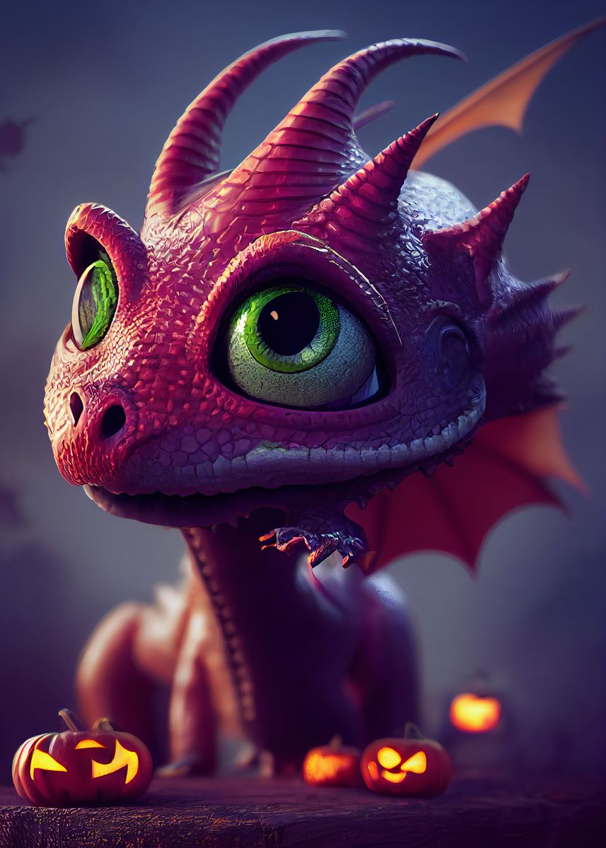 'Dragon halloween' Poster, picture, metal print, paint by ...