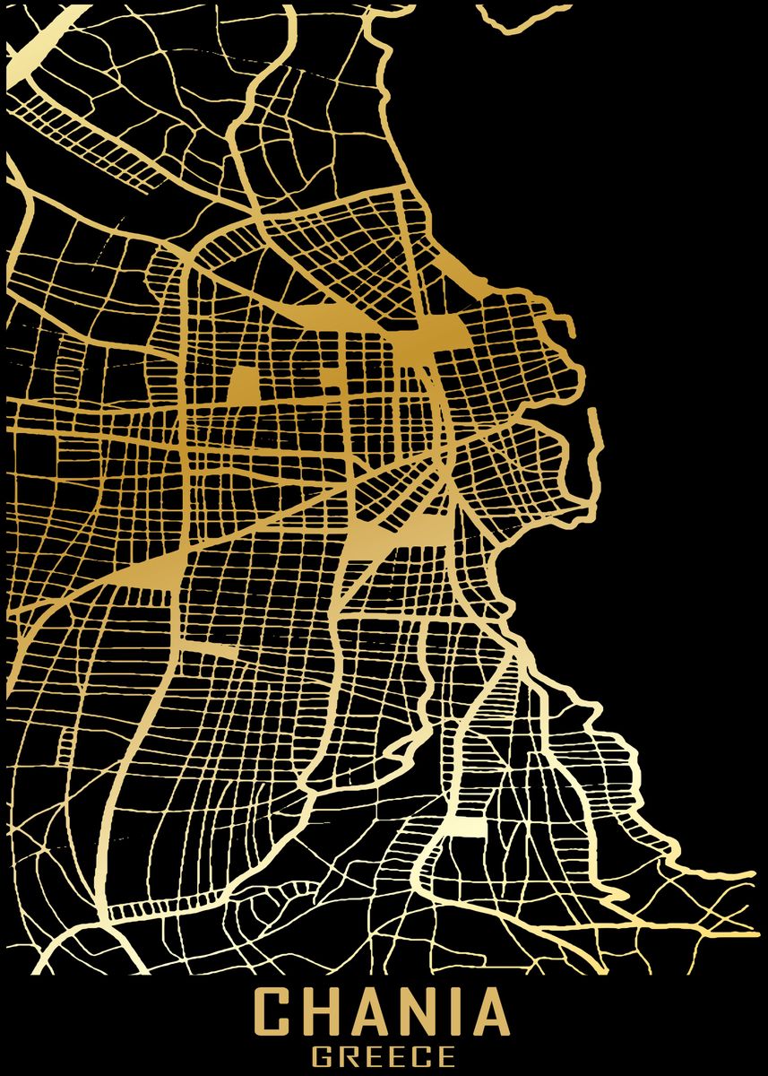 'Chania Greece City Map' Poster by SheldonBennett Studio | Displate