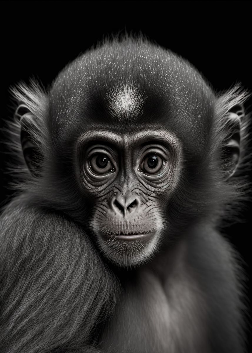 'Portrait of a Monkey' Poster, picture, metal print, paint by Five ...