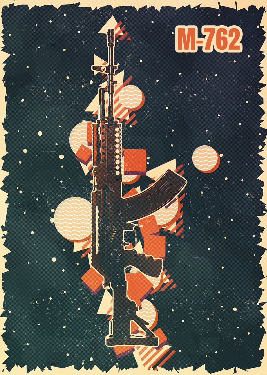 'M762 Vintage Gun' Poster, picture, metal print, paint by Colorize Studio | Displate