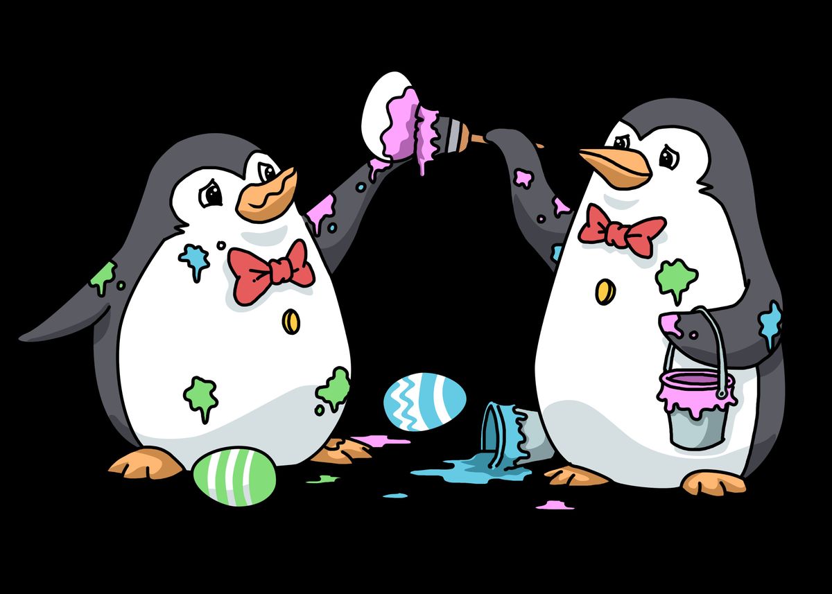 'Happy Easter Penguin Gift' Poster by PangolinArts | Displate