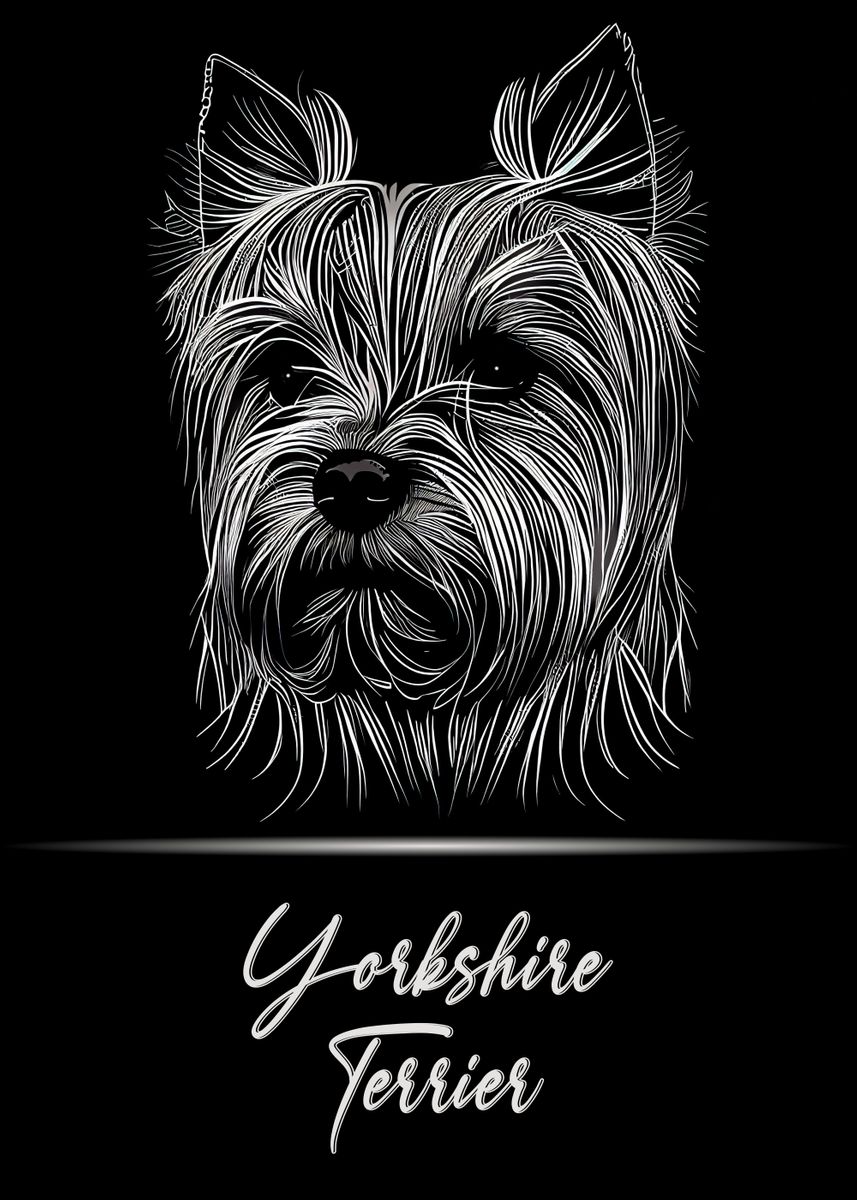'Yorkshire Terrier Portrait' Poster, picture, metal print, paint by Artistic Paradigms | Displate