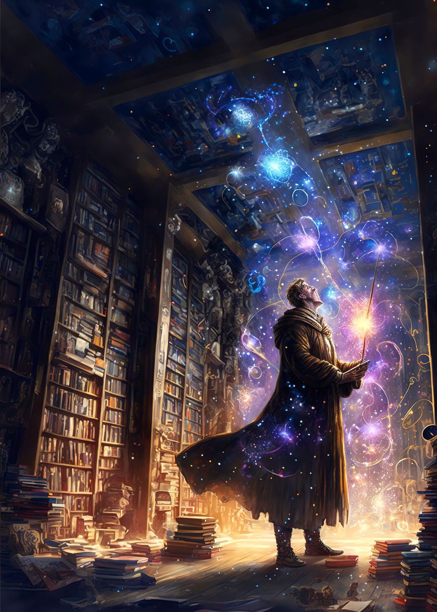 'Milky Way Mage' Poster, picture, metal print, paint by Stephen Schreck ...