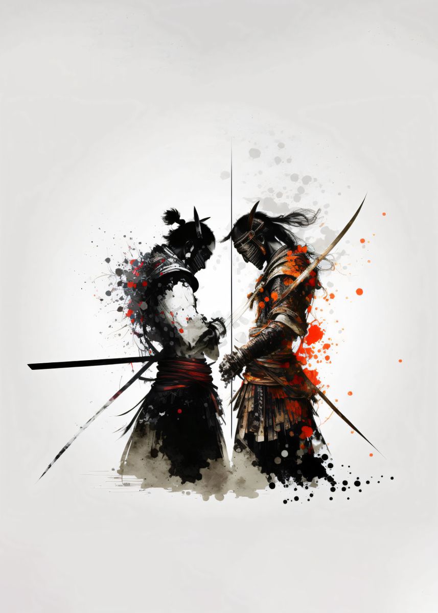 'Samurai Two Souls' Poster, picture, metal print, paint by Moran | Displate