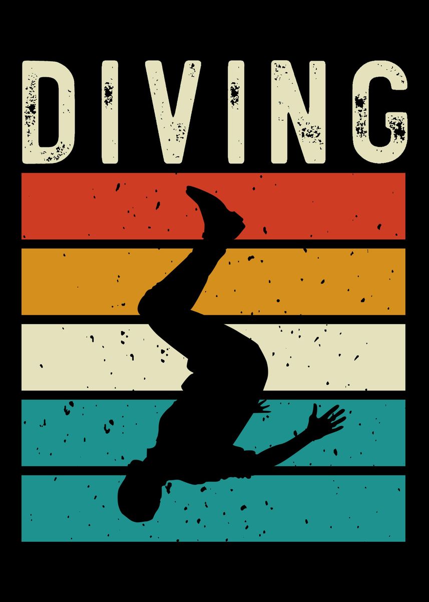 'Retro Cliff Jumping' Poster, picture, metal print, paint by ...