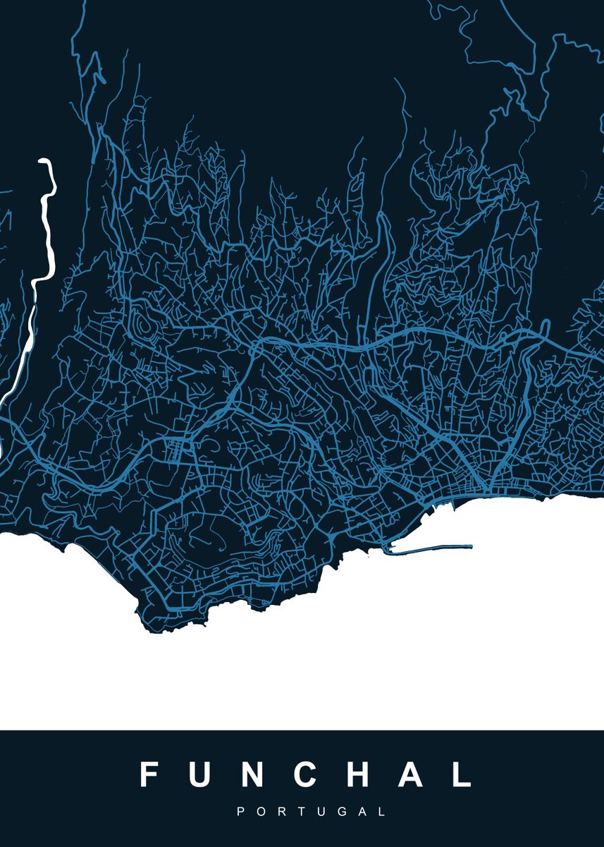 'FUNCHAL PORTUGAL' Poster, picture, metal print, paint by UrbanMaps ...