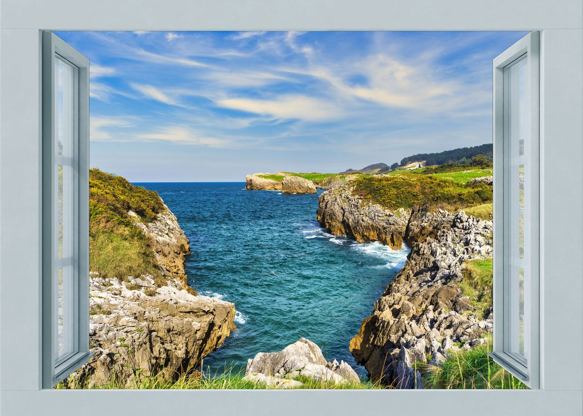 'open window sea view' Poster by Vicen | Displate