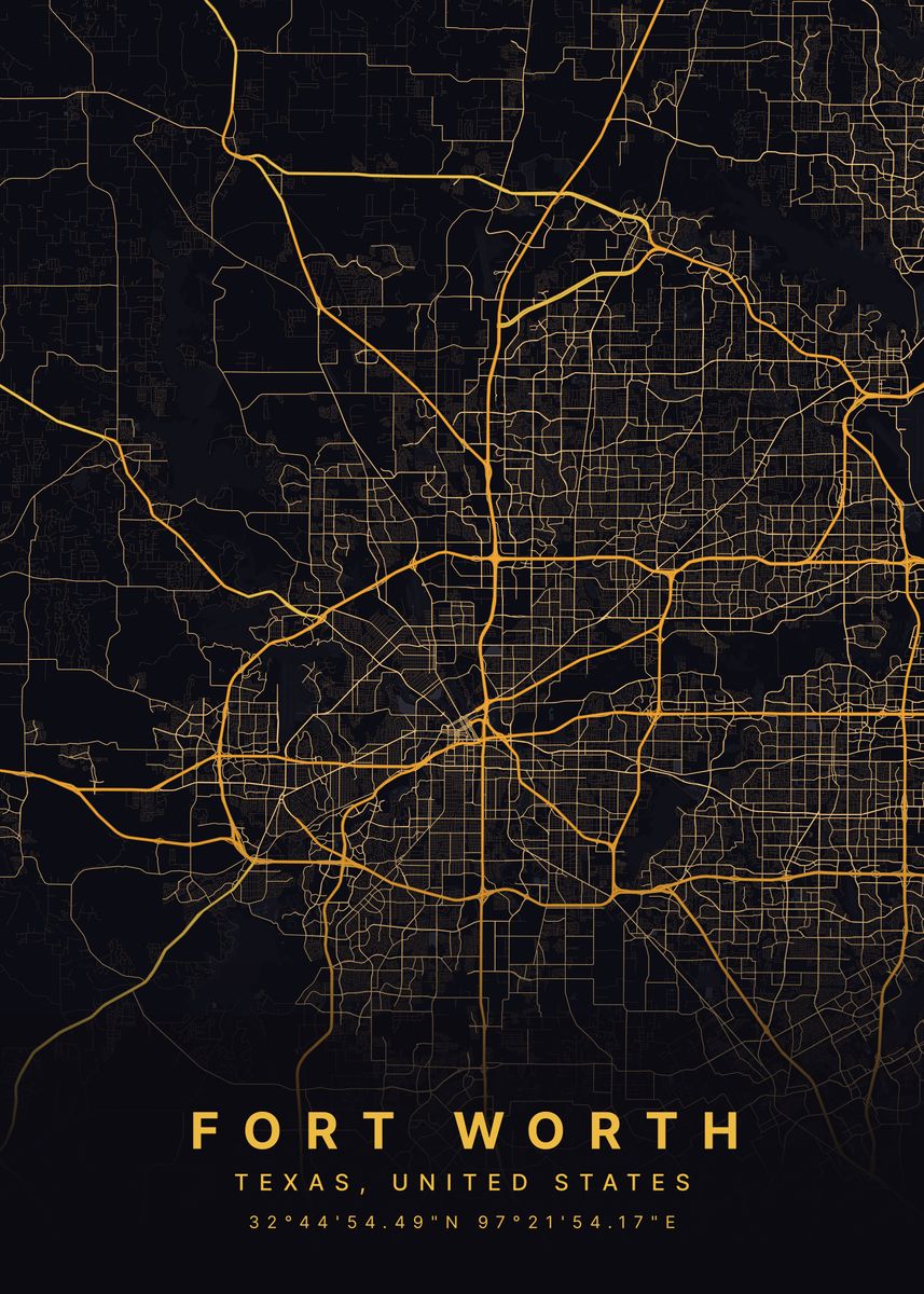 'Fort Worth Texas USA' Poster, picture, metal print, paint by Kemi ...