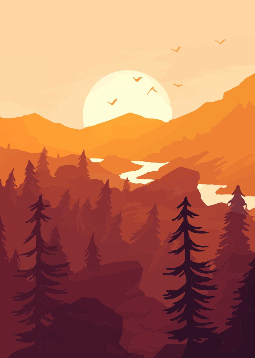 'sunset' Poster, picture, metal print, paint by Modrx Style | Displate