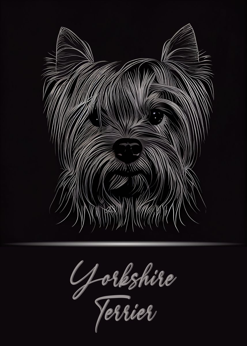 'Elegant Yorkshire Terrier' Poster, picture, metal print, paint by Artistic Paradigms | Displate