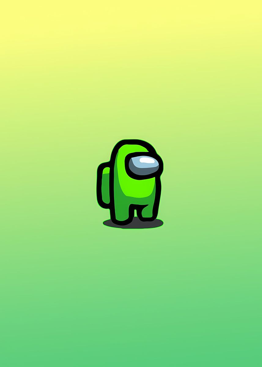 'Among Us Green Character' Poster, picture, metal print, paint by ...