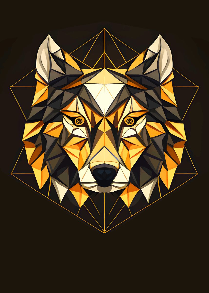 'Wolf art geometric animal' Poster, picture, metal print, paint by ...
