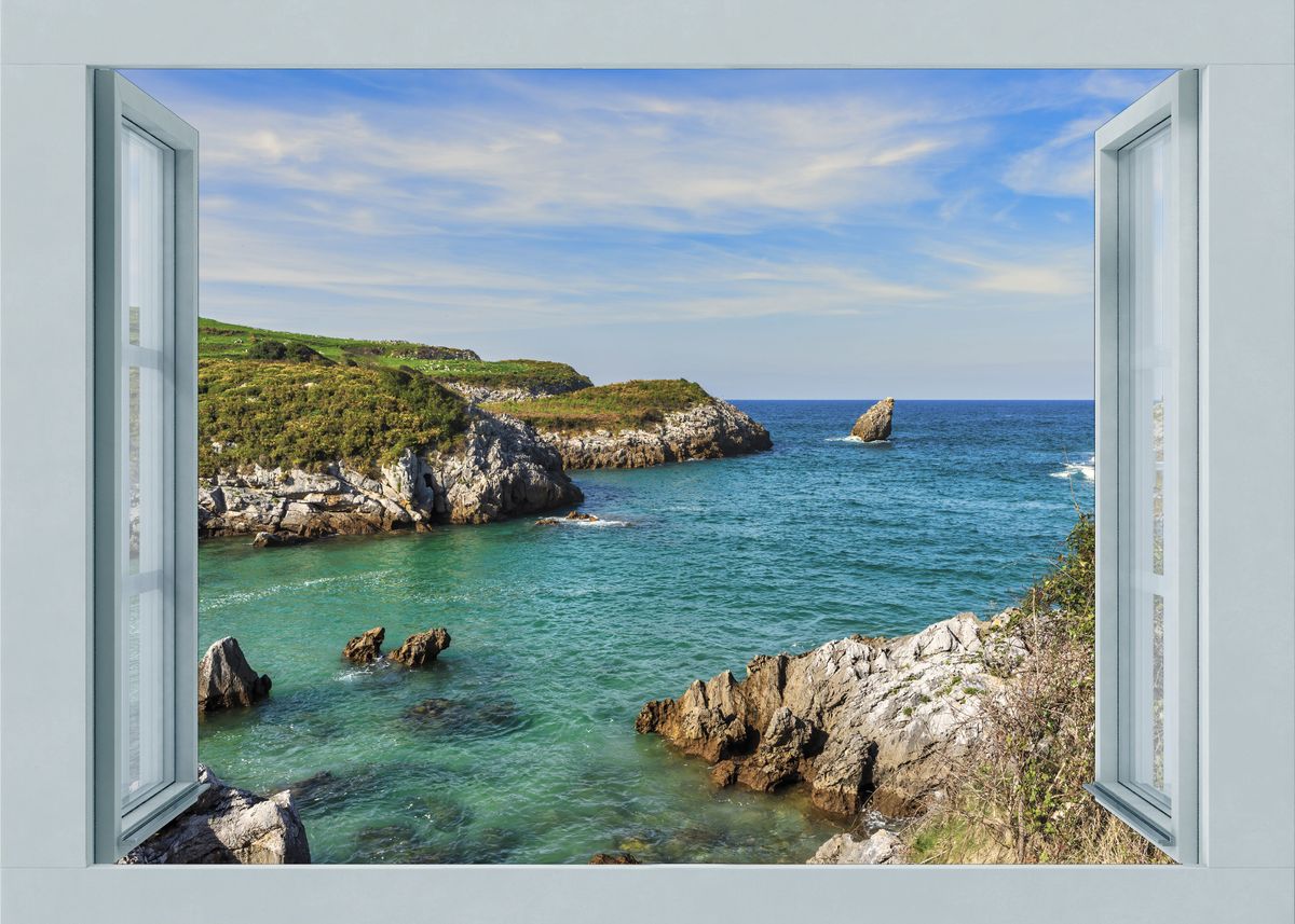 'open window sea view' Poster by Vicen | Displate