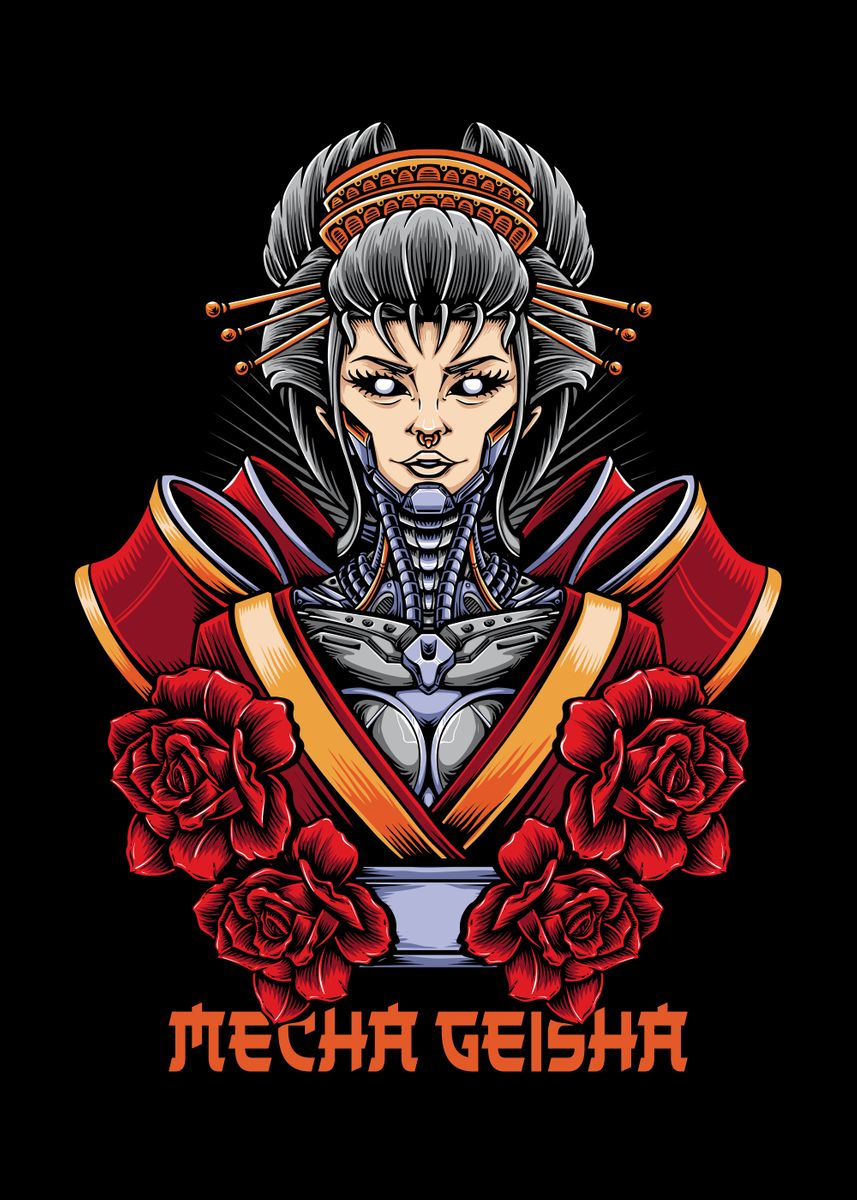 'Mecha Geisha' Poster, picture, metal print, paint by Faissal Thomas ...