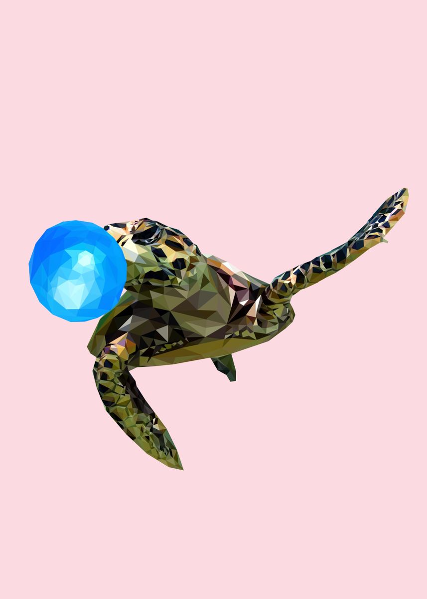 'tortoise' Poster, picture, metal print, paint by Lowpoly Posters ...