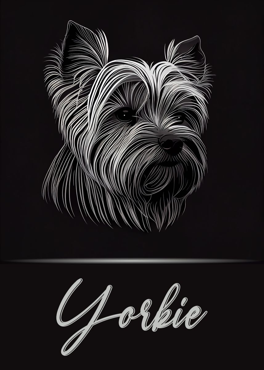 'Yorkie Portrait' Poster, picture, metal print, paint by Artistic Paradigms | Displate