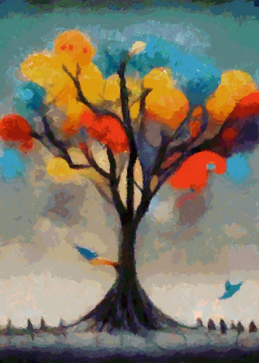 'Abstract lonely tree' Poster, picture, metal print, paint by Dark Zeka ...