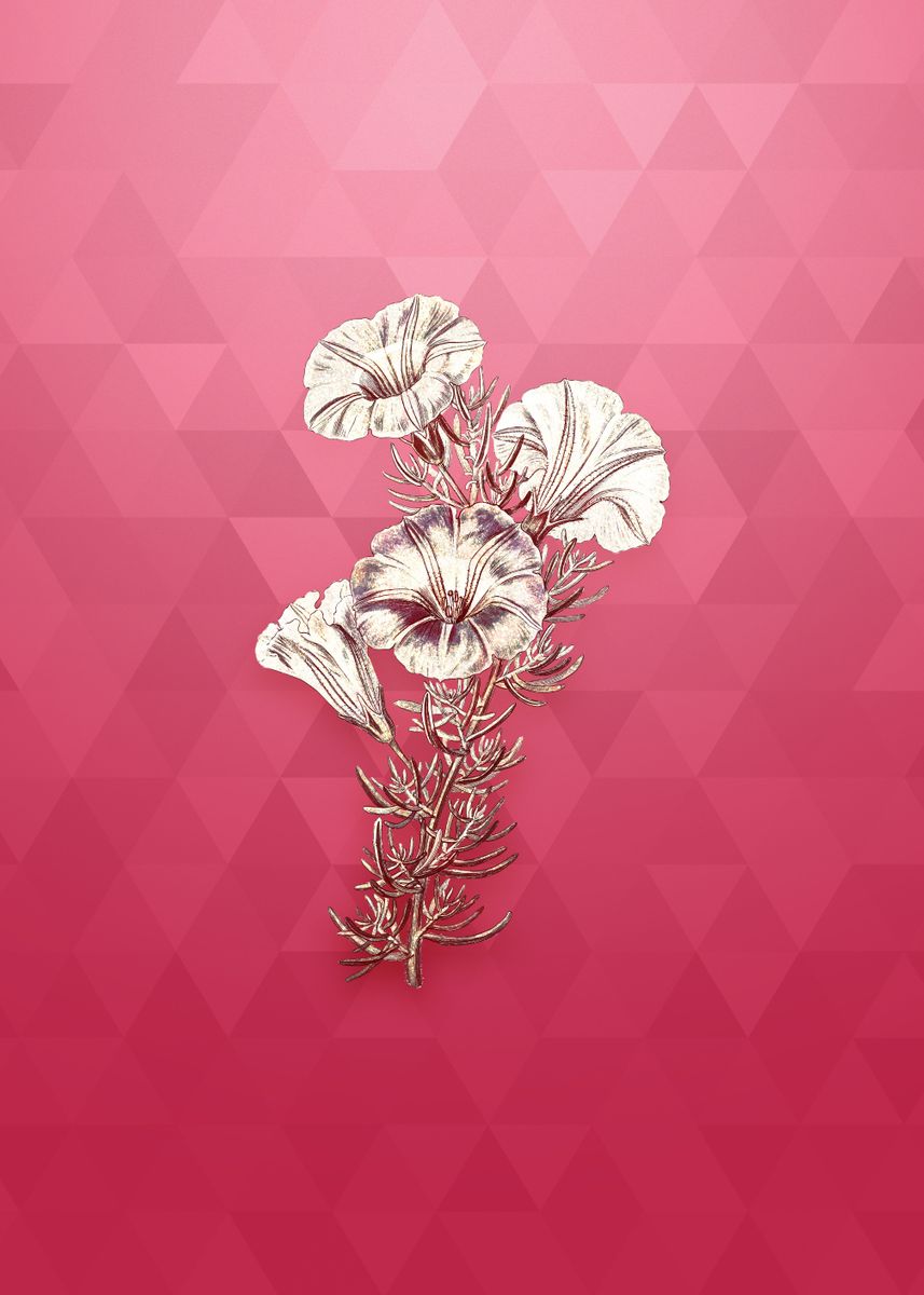 'Gold Sky Blue Alona Flower' Poster, picture, metal print, paint by ...