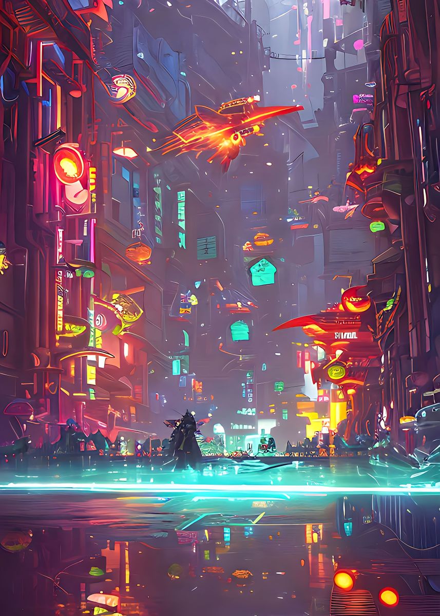 'Cyberpunk Atmosphere' Poster, picture, metal print, paint by Alex Bayu ...
