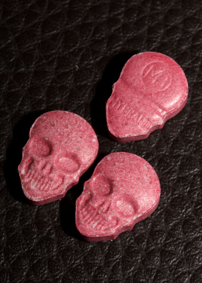 'Skull ecstasy mdma pills' Poster, picture, metal print, paint by ...