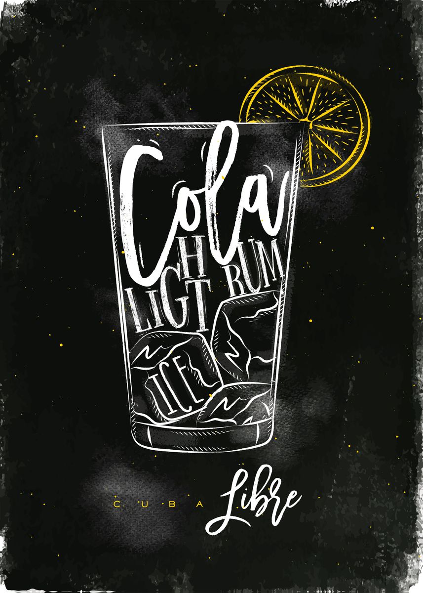 'cuba libre cocktail letter' Poster, picture, metal print, paint by ...