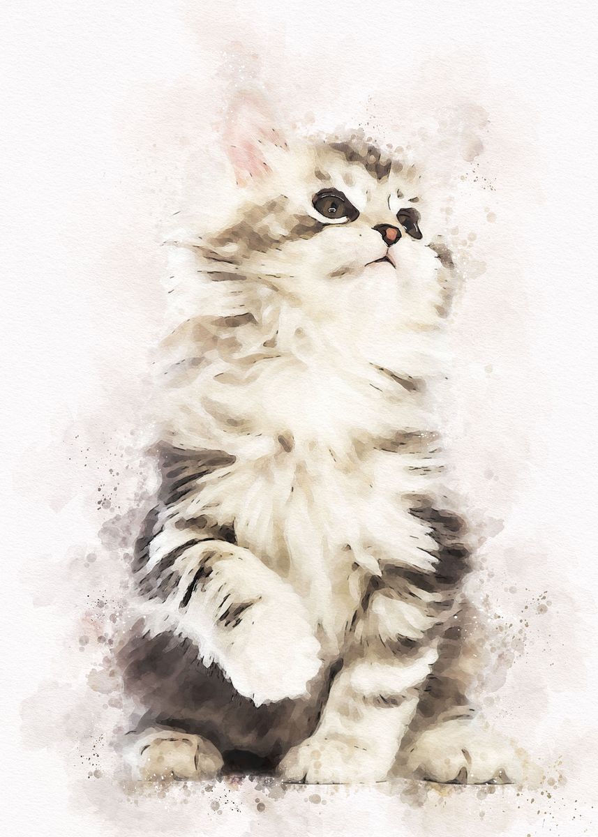 'Cute Cat Watercolor' Poster by kun bin | Displate