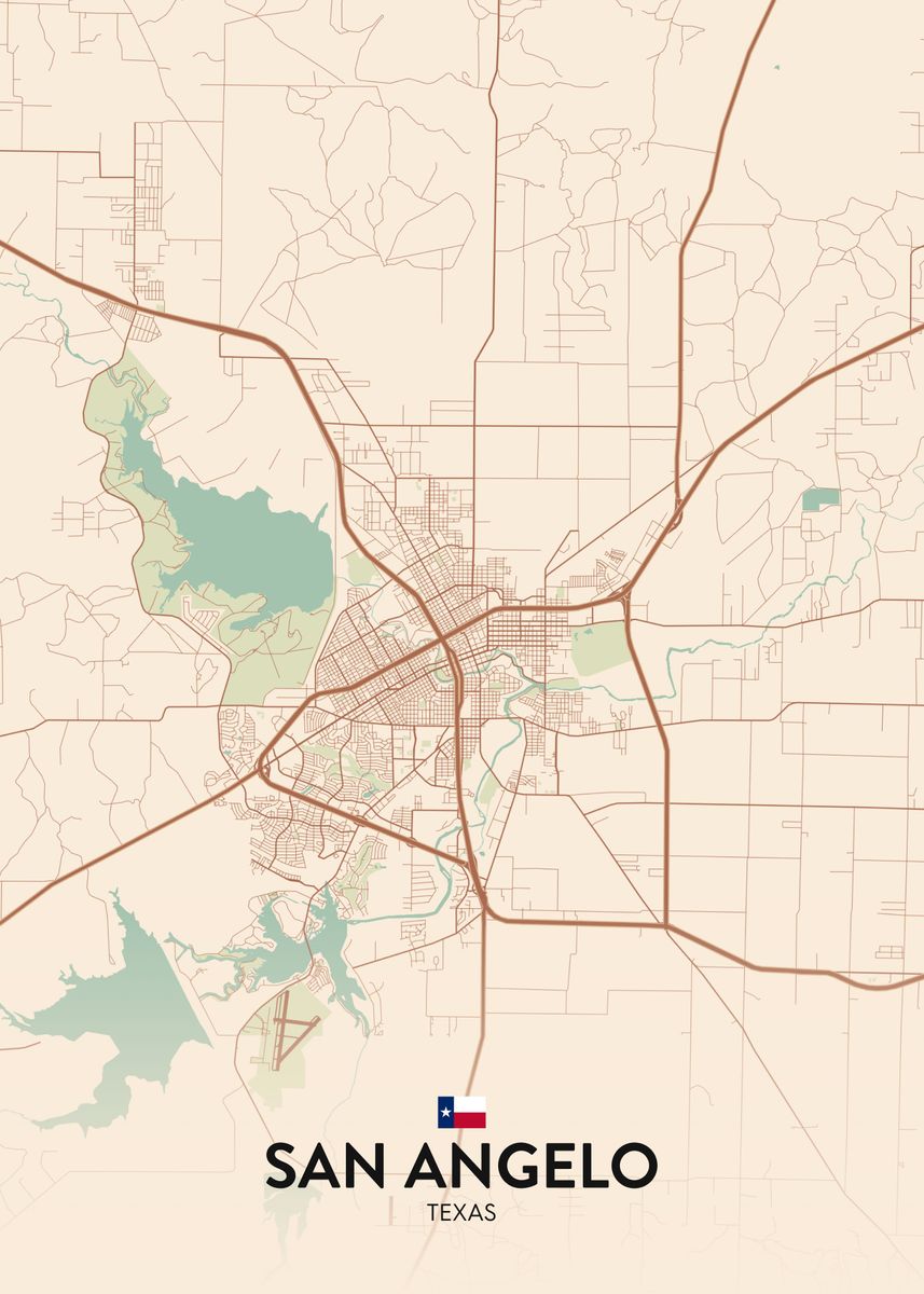 'San Angelo TX' Poster, picture, metal print, paint by IMR Designs ...