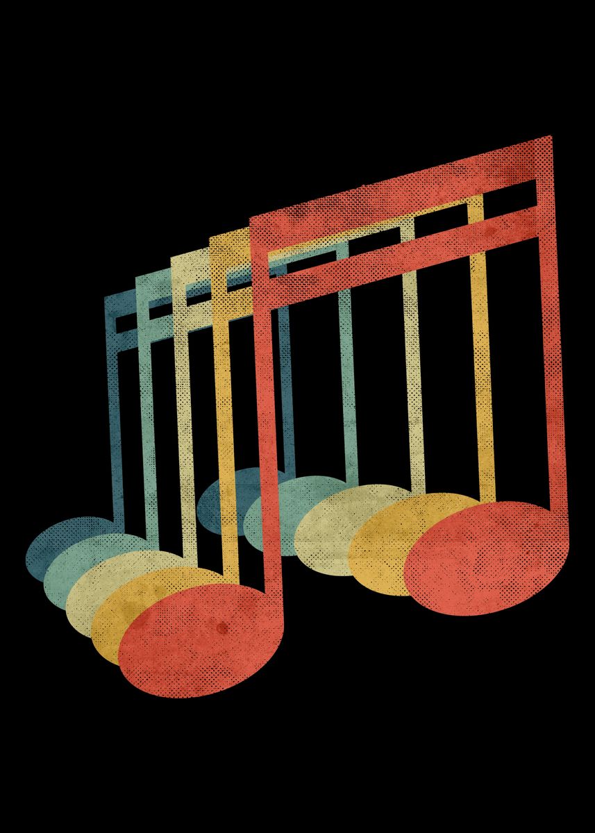 'Music Note Retro Vintage' Poster, picture, metal print, paint by El ...