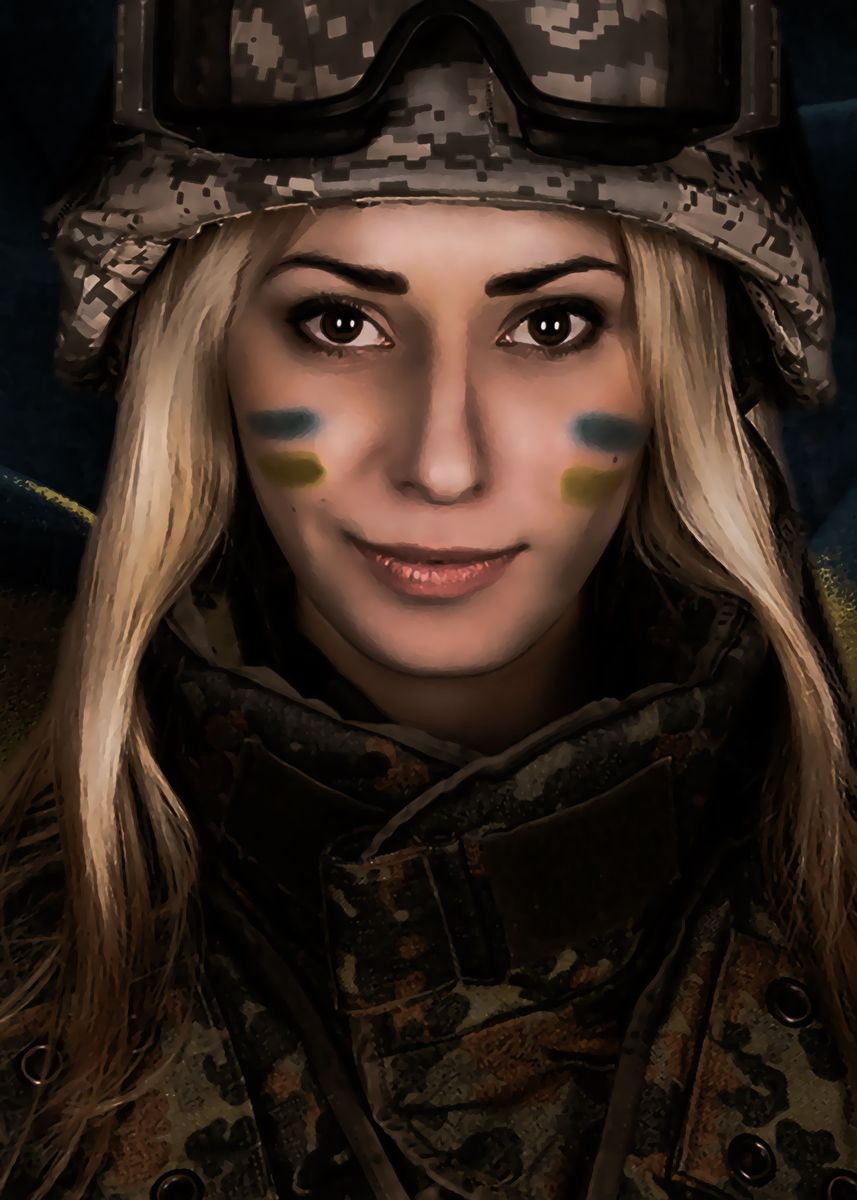 'Ukranian female soldier' Poster, picture, metal print, paint by gago ...