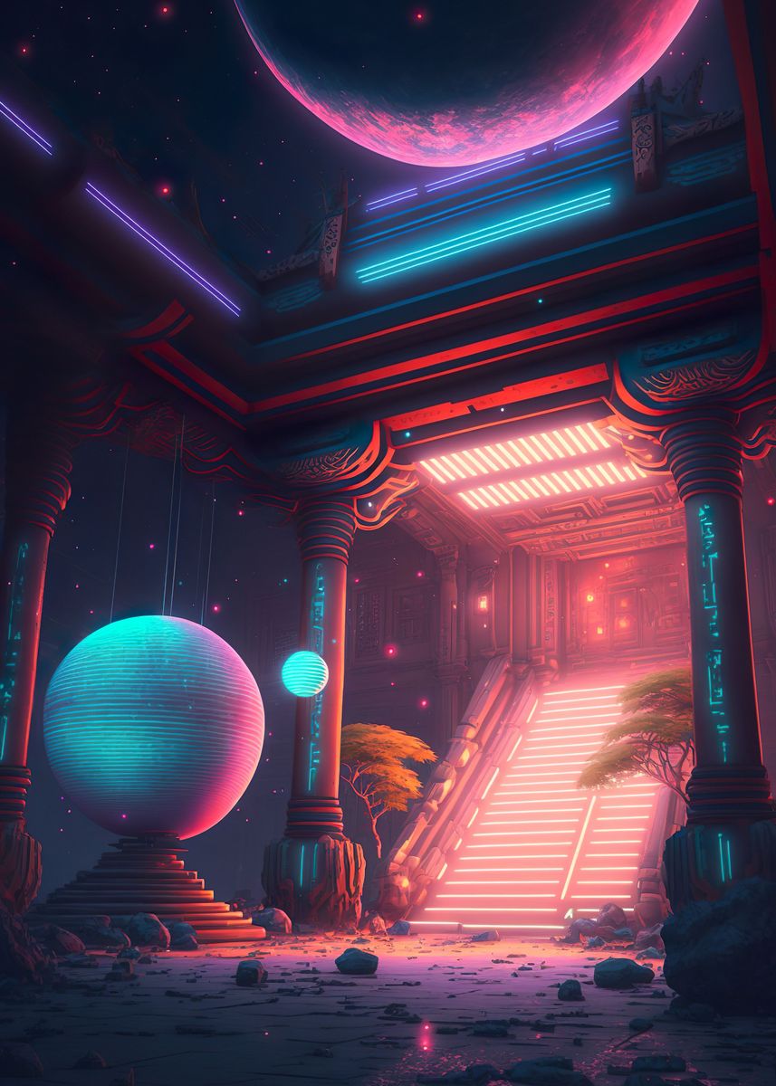 'Shinto Shrine v5' Poster, picture, metal print, paint by TESSERACT 07 ...