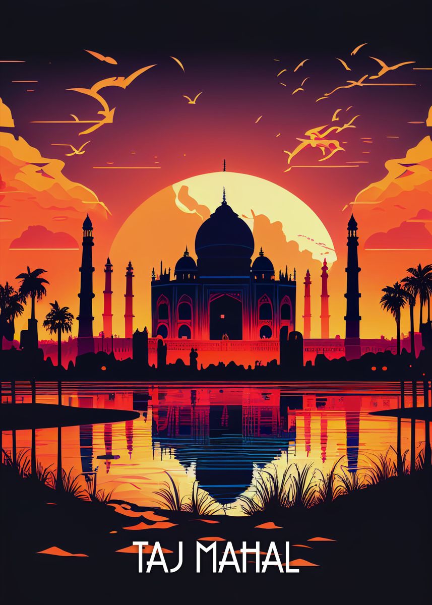 'Taj Mahal' Poster, picture, metal print, paint by Posterlicious | Displate