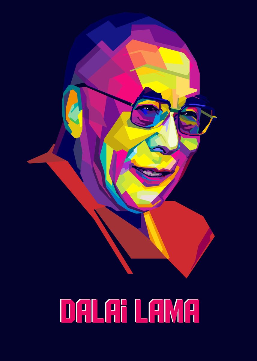 'Dalai Lama' Poster, picture, metal print, paint by Musri Ali | Displate